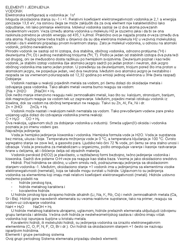 Elementi I Jedinjenja | PDF