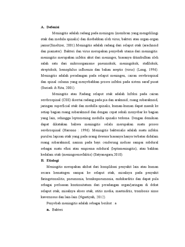 MENINGITIS: PENYAKIT INFEKSI SELAPUT OTAK | PDF