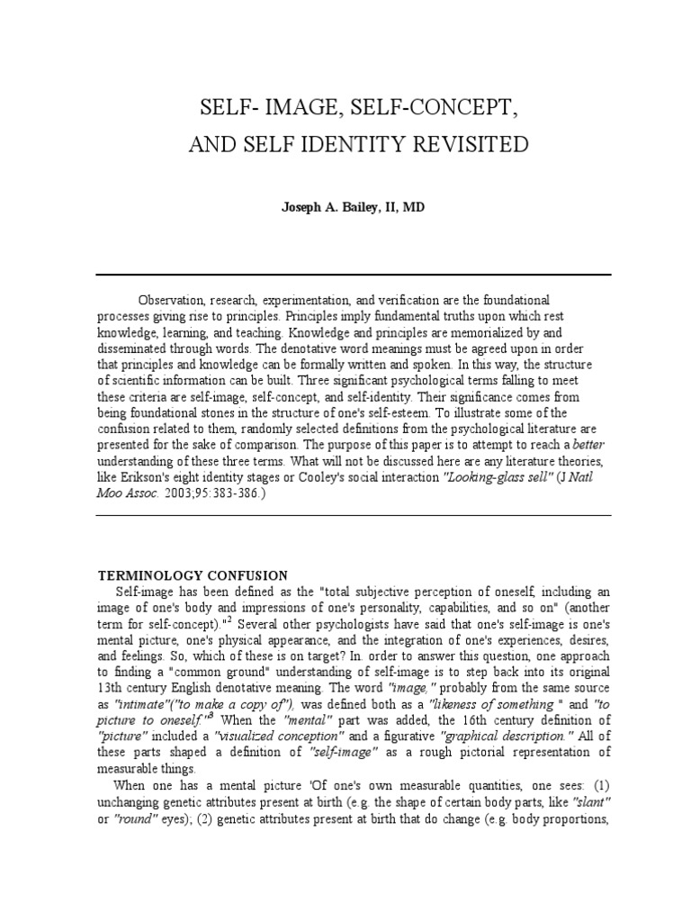 Self-Identity, Self-Concept and Self-Image Defined | PDF | Self Concept | Identity (Social Science)