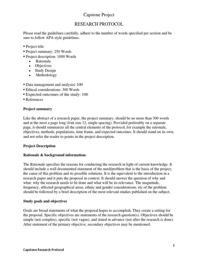 Capstone Research Protocol | PDF | Data | Statistics