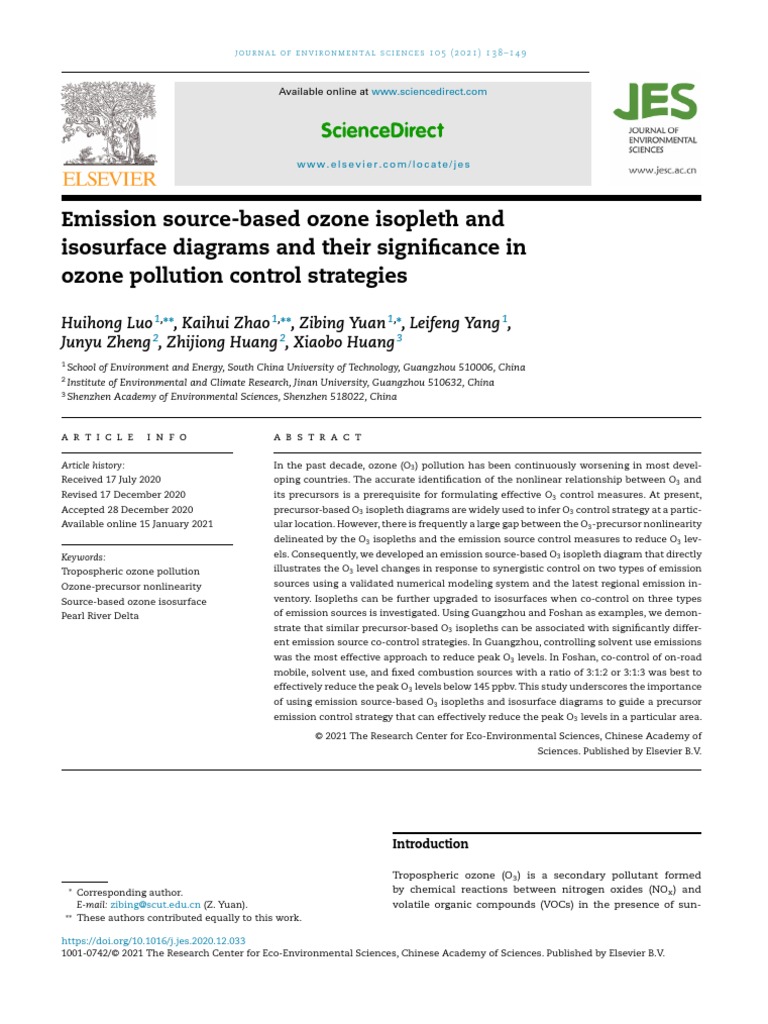 Emission Source-Based Ozone Isopleth and Isosurface Diagrams and Their ...