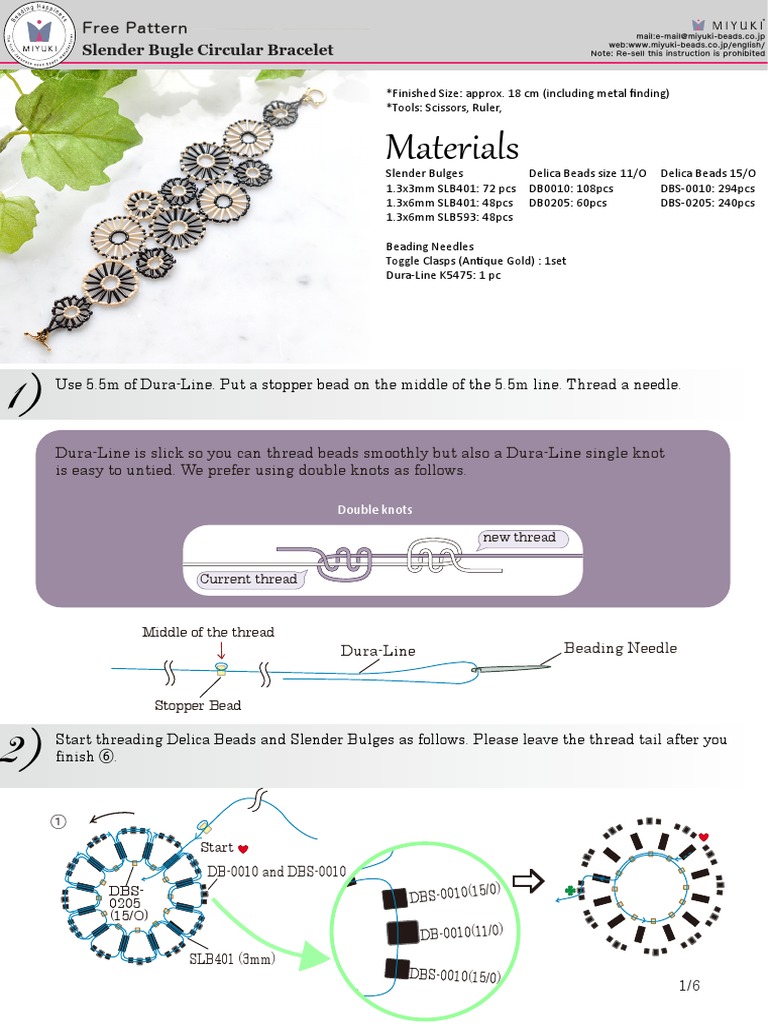 Materials: Slender Bugle Circular Bracelet | PDF | Textile Arts | Crafts