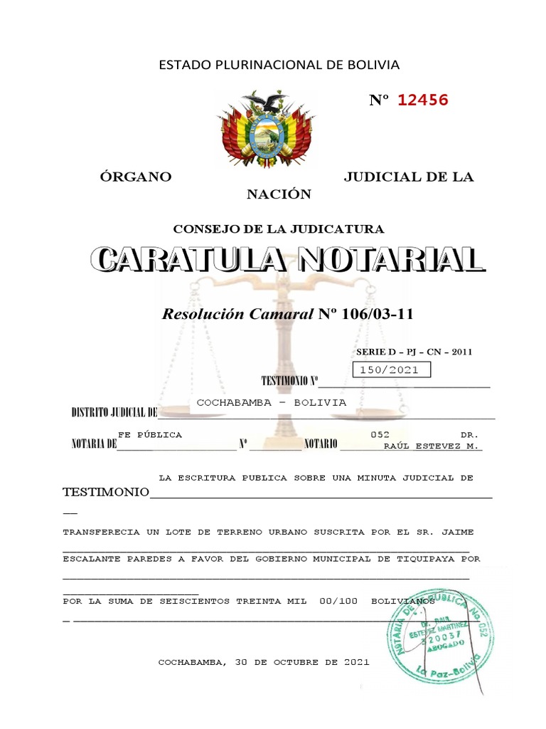 Caratula Notarial | PDF