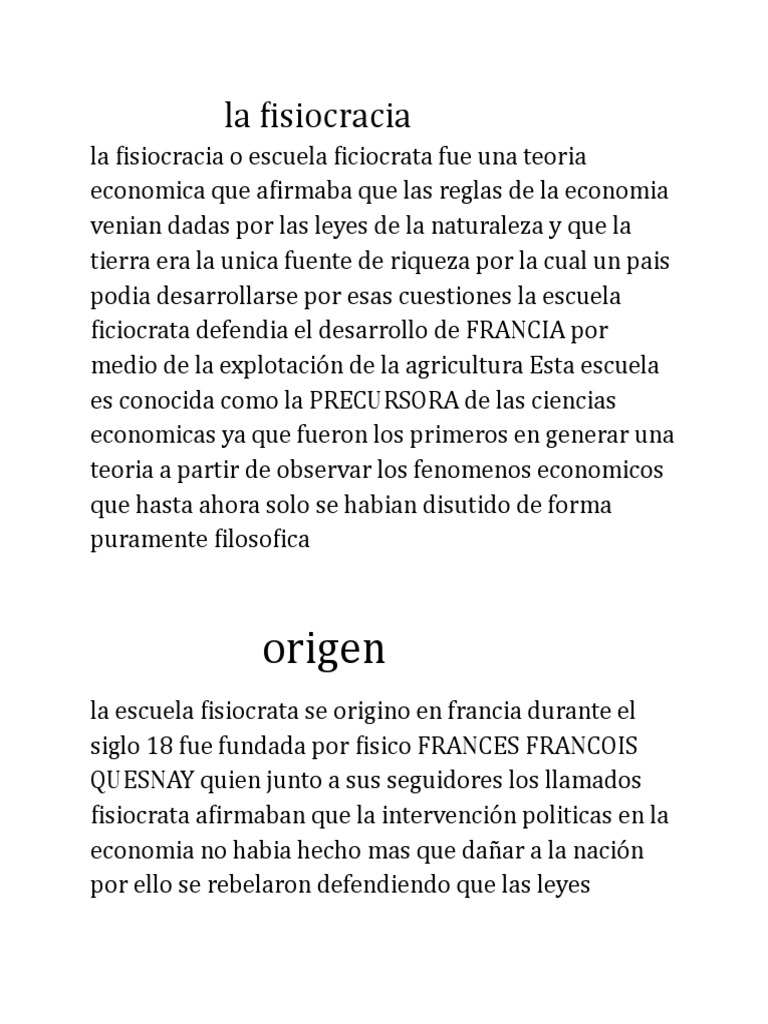 Fisiocracia: Teoría Económica y Principios | PDF | Ciencias económicas ...