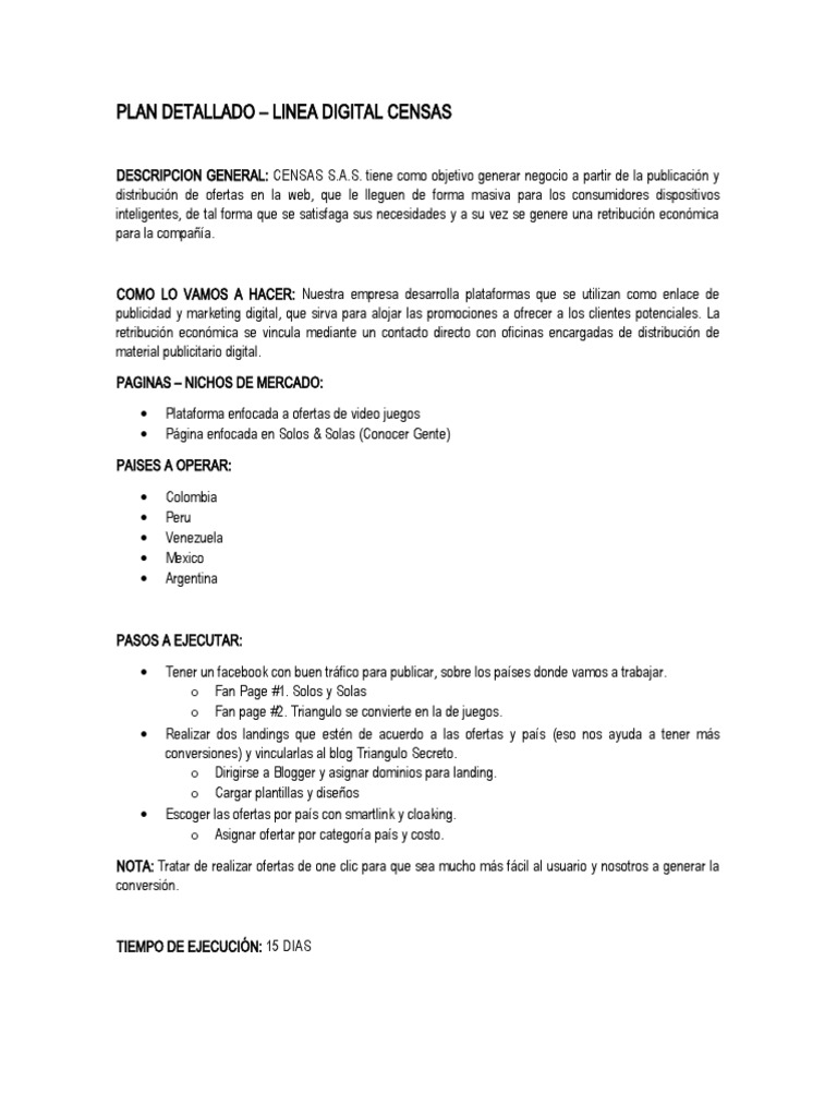 Plan Detallado Cpa | PDF | Presupuesto | Publicidad