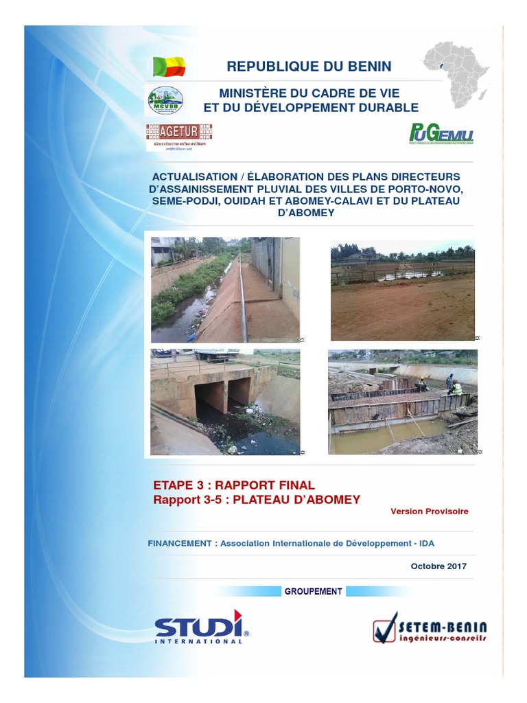 3 5 Rapport Plateau D'abomey | PDF | Assainissement | Ingénierie civile