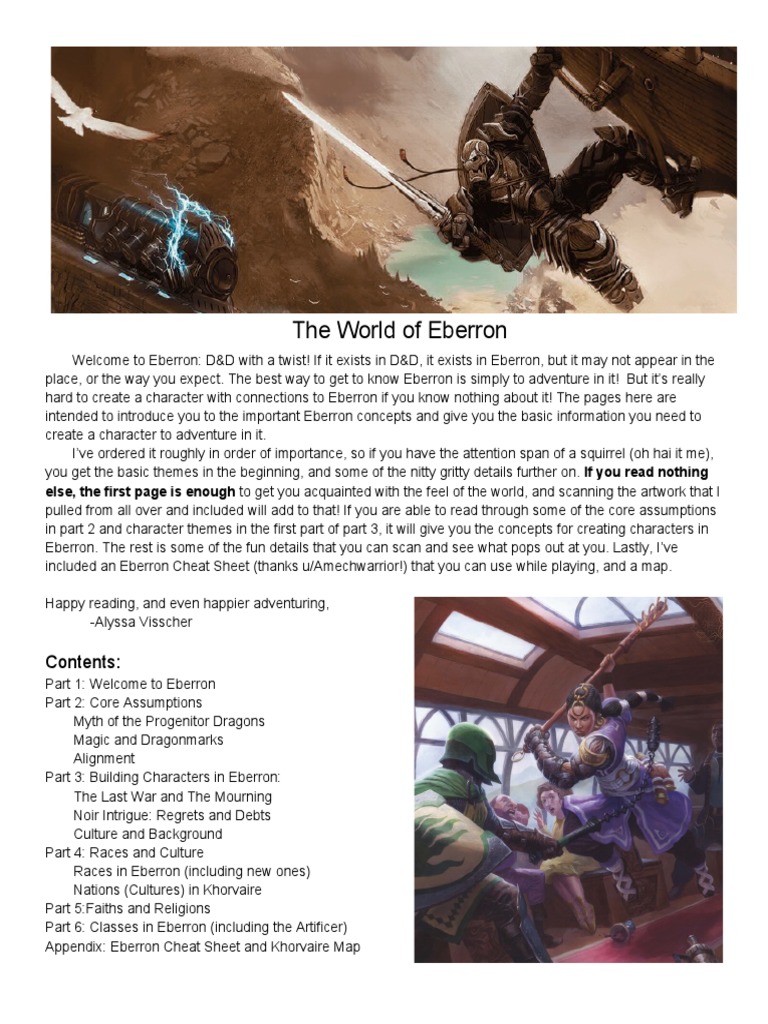 Welcome To Eberron! (Introduction To Playing or DMing in Eberron) | PDF ...