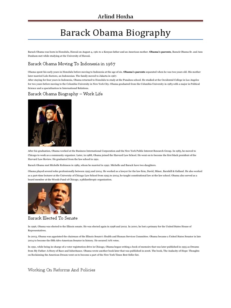 Barack Obama Biography | PDF | Barack Obama | The United States