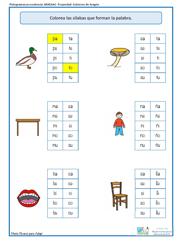 Actividades de bisílabas para niños | PDF