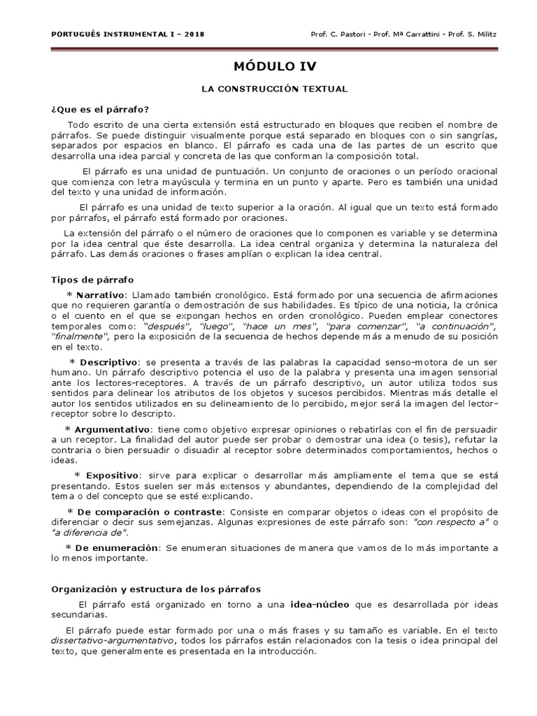 Tipos y Estructura del Párrafo en Texto | PDF | Párrafo | Puntuación