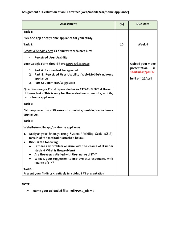 Assignment 1 Tasks | PDF | Usability | Computing