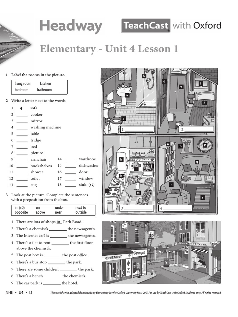 Elementary - Unit 4 Lesson 1: 1 Label The Rooms in The Picture. 1 Label ...