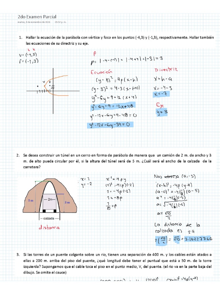 Ejercicios Parabolas | PDF