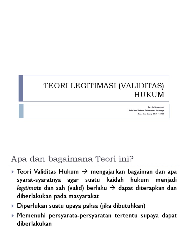 Teori Validitas dan Legitimasi Hukum | PDF | Politik | Ilmu Sosial