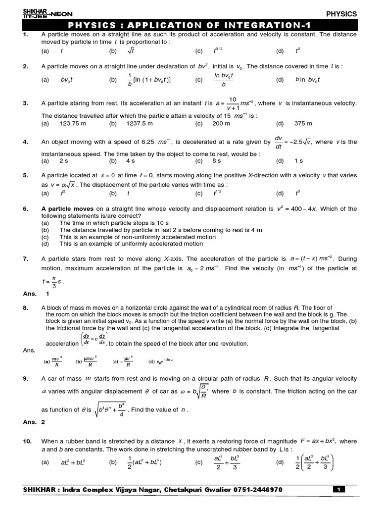 Physics: Application of Integration-1: T T T BV V BVT BVT | PDF ...