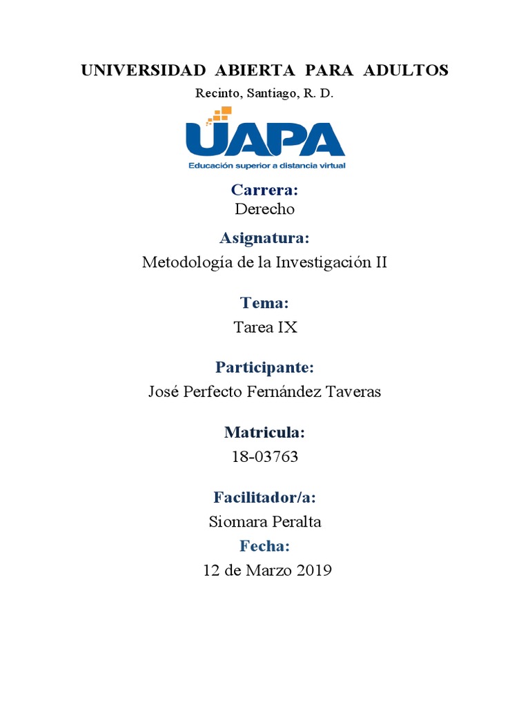 Tarea 9 Viii Met de La Inv 2 Uapa JPFT | PDF | Diferencia | Desviación ...