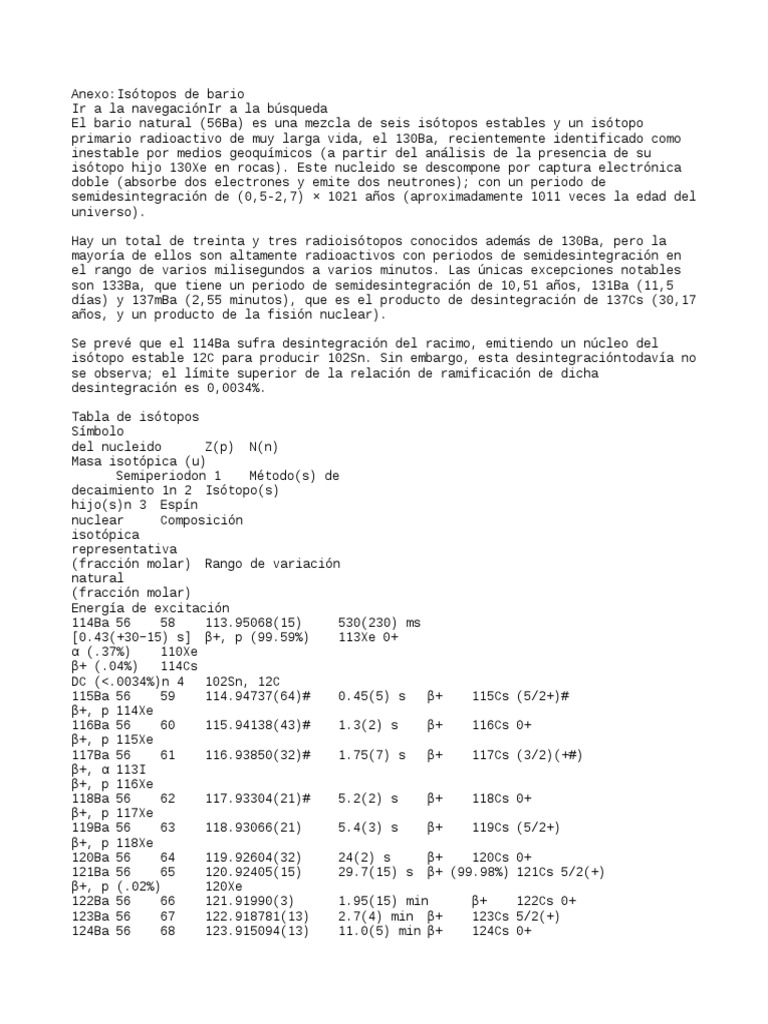 Isotopo | PDF | Desintegración radioactiva | Isótopo