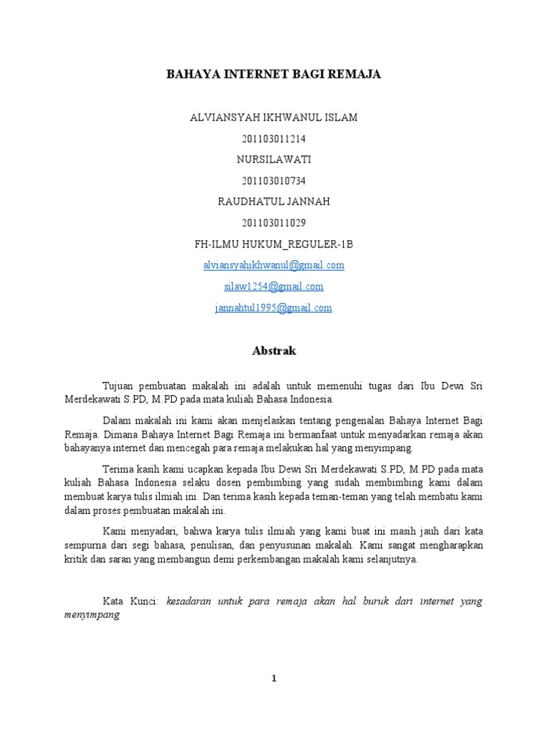 Bahaya Internet Bagi Remaja | PDF