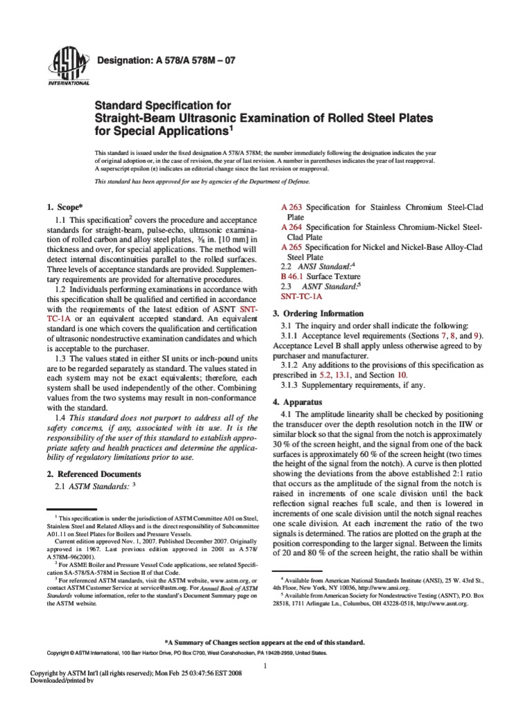 Astm A578-A578m-07 | PDF | Area