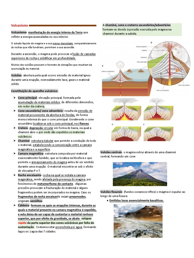 Resumo V Vulcanologia | PDF | Vulcão | Tipos de erupções vulcânicas