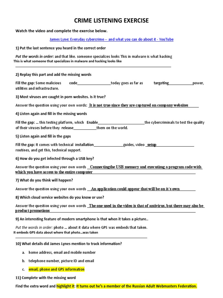 Crime Listening Exercise | PDF | Malware | Cybercrime