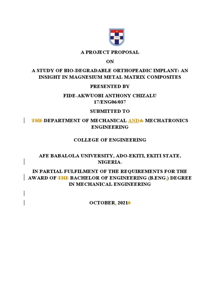 Project Proposal II | PDF | Metals | Bone
