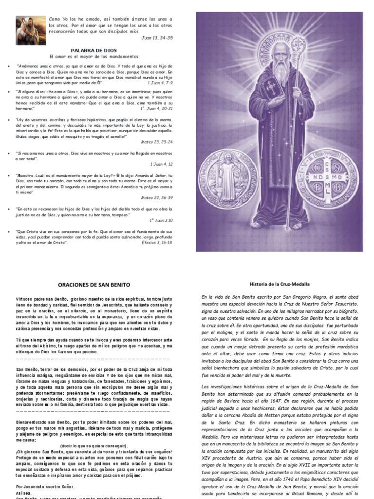 Oraciones de San Benito | PDF | Amor | Oración