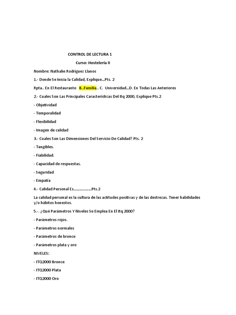 Nathalie Rodriguez Llanos - Control de Lectura 1... Itq 2000 | PDF