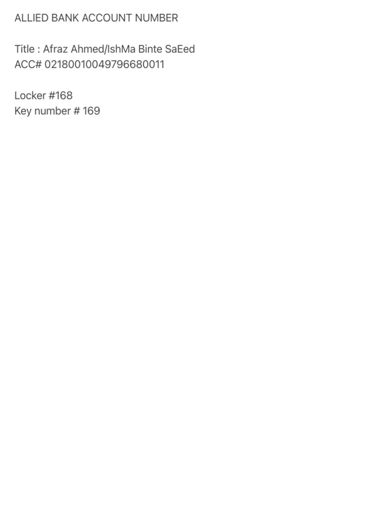 Allied Bank Account Number | PDF
