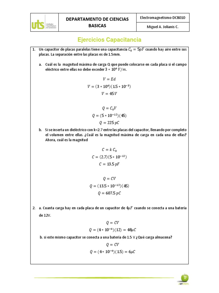 Ejercicios de capacitancia y circuitos RC | PDF | Condensador | Capacidad