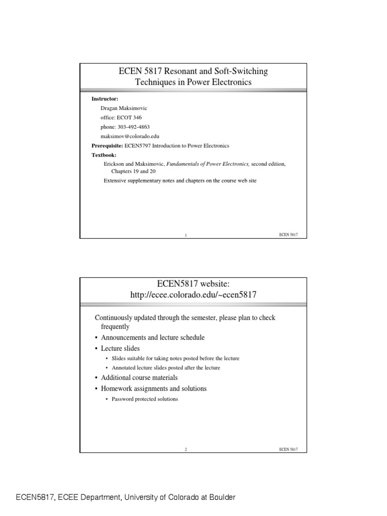 ECEN 5817 Resonant and Soft-Switching Techniques in Power Electronics | PDF | Power Inverter ...
