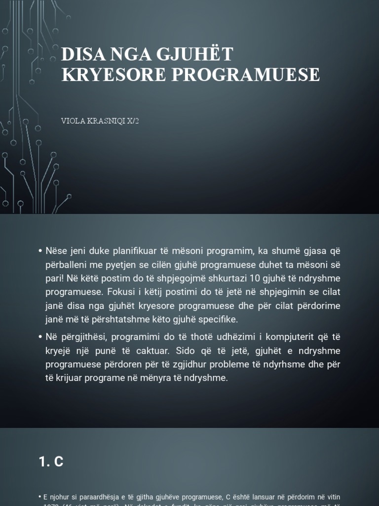 Disa Nga GjuhÃ T Kryesore Programuese | PDF