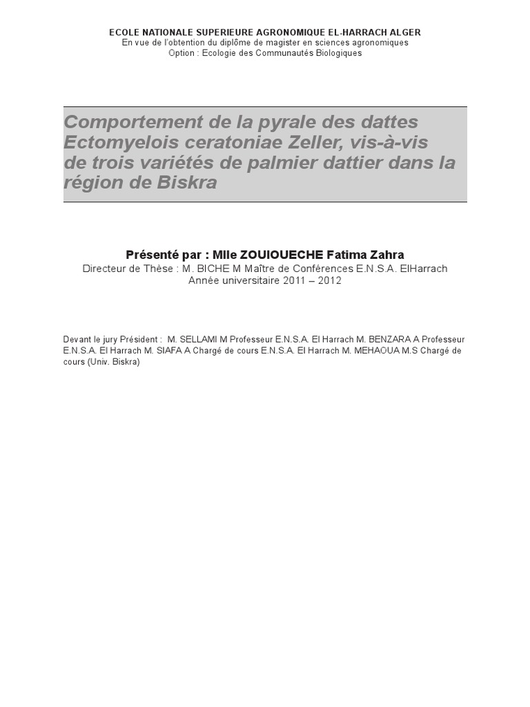 Comportement de la pyrale des dattes | PDF | Lutte biologique | Organismes