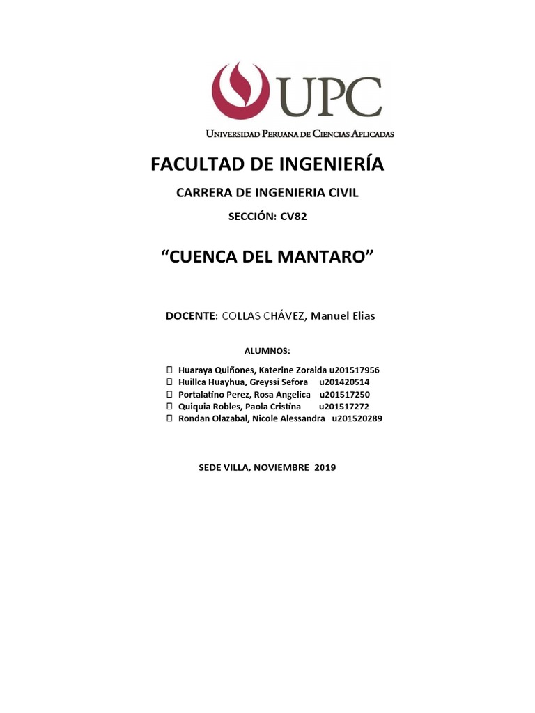 Cuenca Del Mantaro | PDF | Cuenca de drenaje | Hidrología
