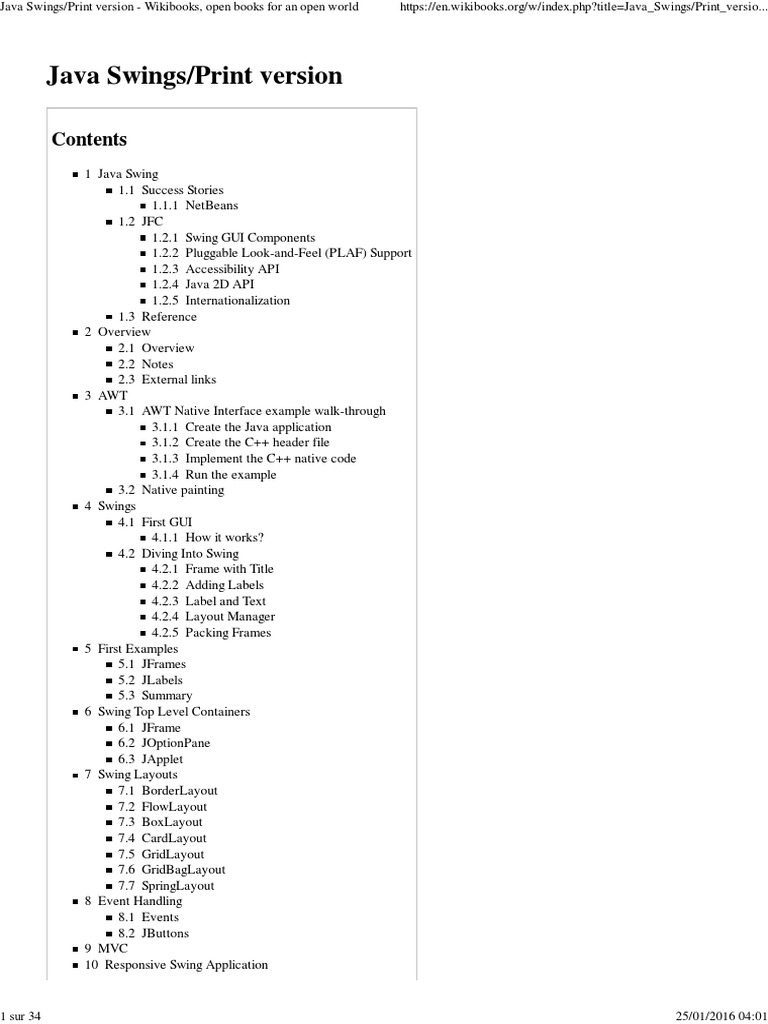 Java Swings/Print Version | PDF | Java (Programming Language) | Computer Programming