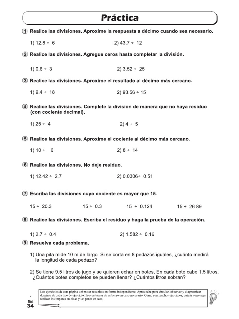 Matematica 6to - Unidad 3 - Division de Decimales-9-10 | PDF