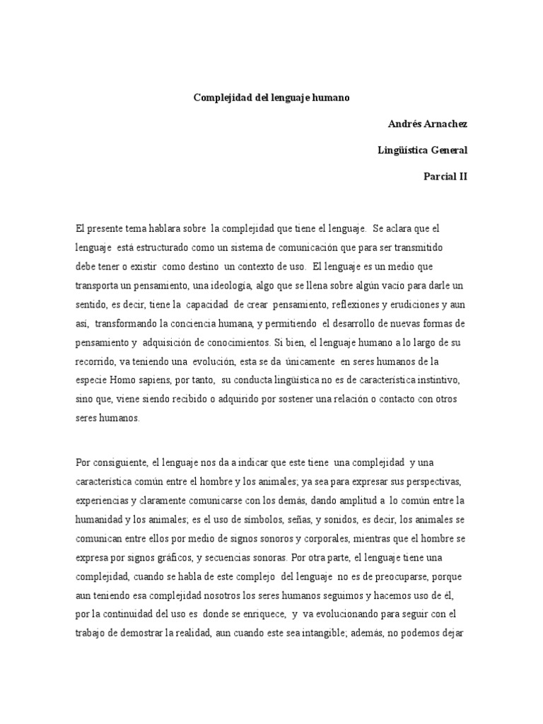 Complejidad Del Lenguaje Humano | PDF | Comunicación | Lingüística