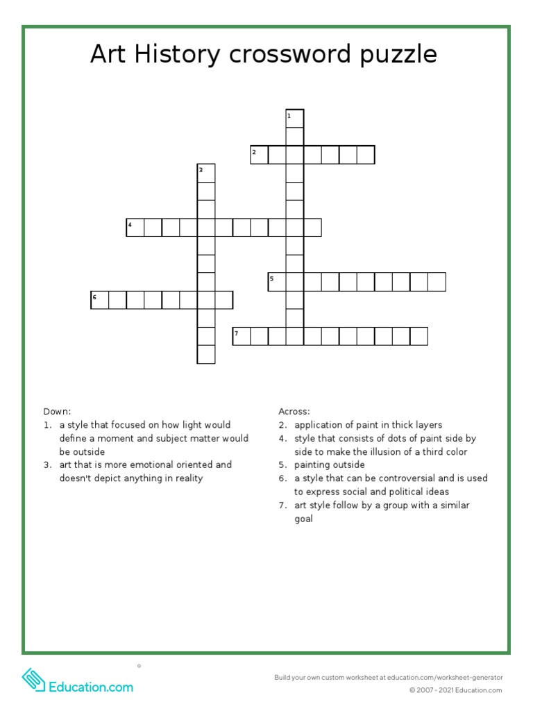 Art History Crossword | PDF