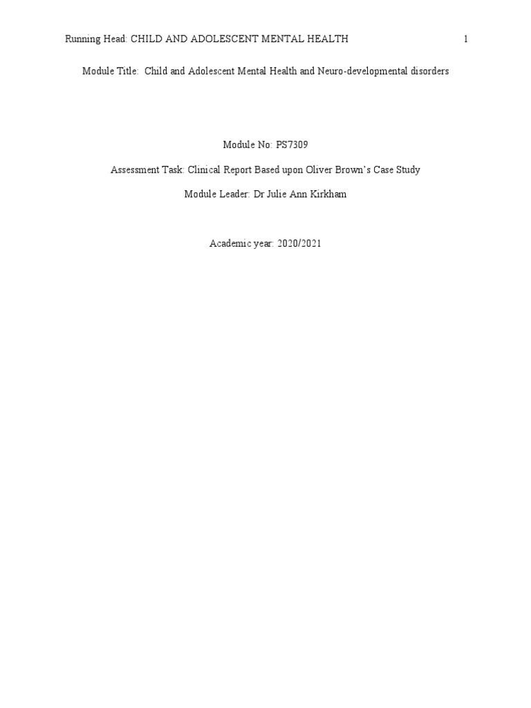 PS7309 ASD Case Study - Edited | PDF | Autism Spectrum | Autism
