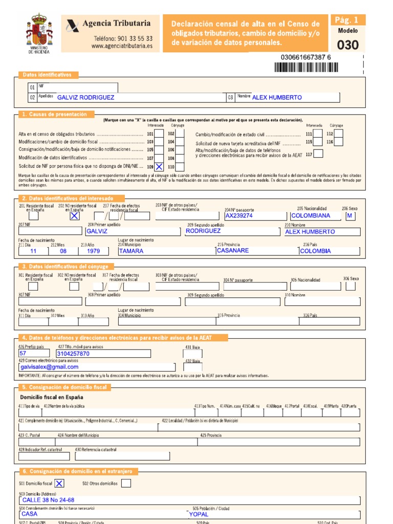 Formulario 030 Nif | PDF