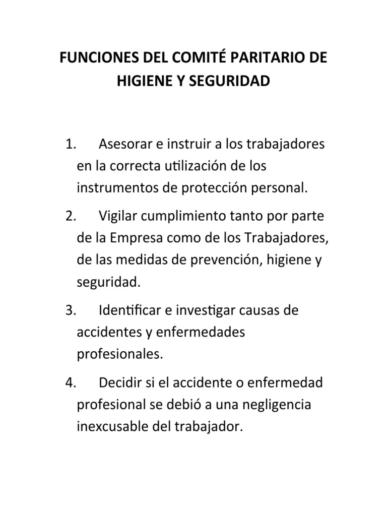Funciones del Comité Paritario de Seguridad | PDF | Crecimiento ...
