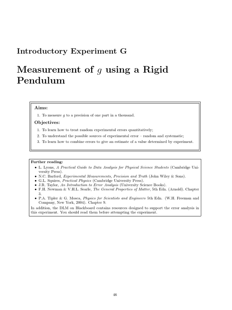 Introductory Experiment G | Download Free PDF | Torque | Accuracy And ...