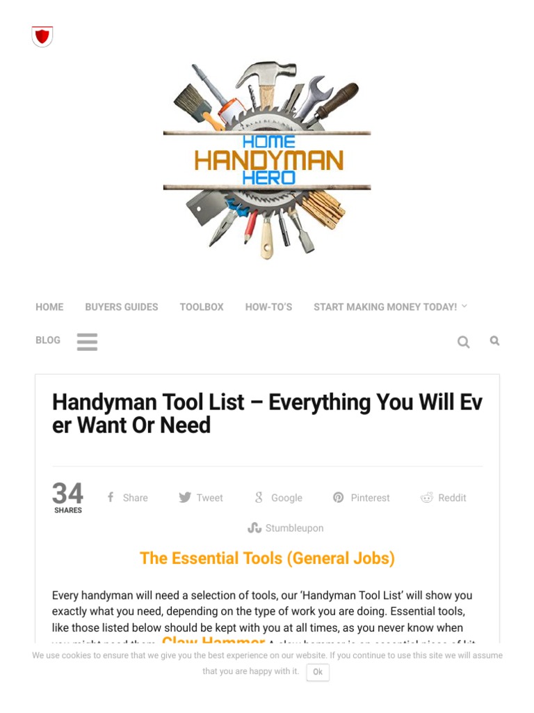 Handyman Tool List - Everything You Will Ever Want or Need | PDF ...