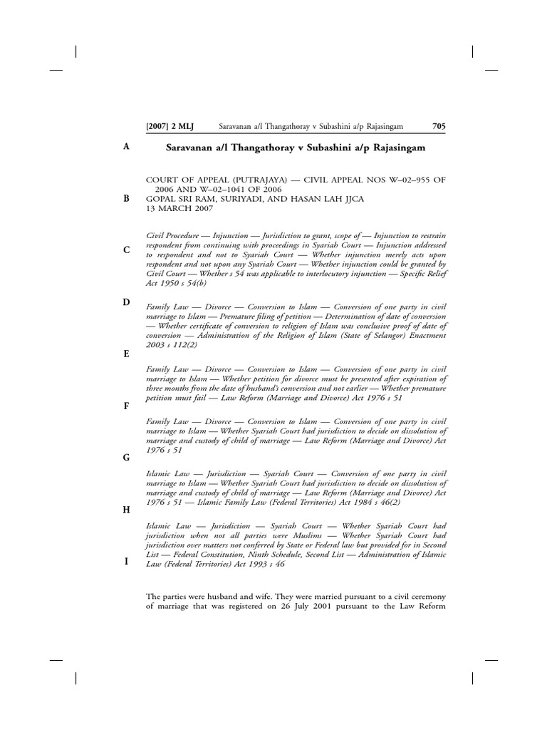 Saravananl Thangathoray V Subashini Rajasingam | PDF | Injunction ...