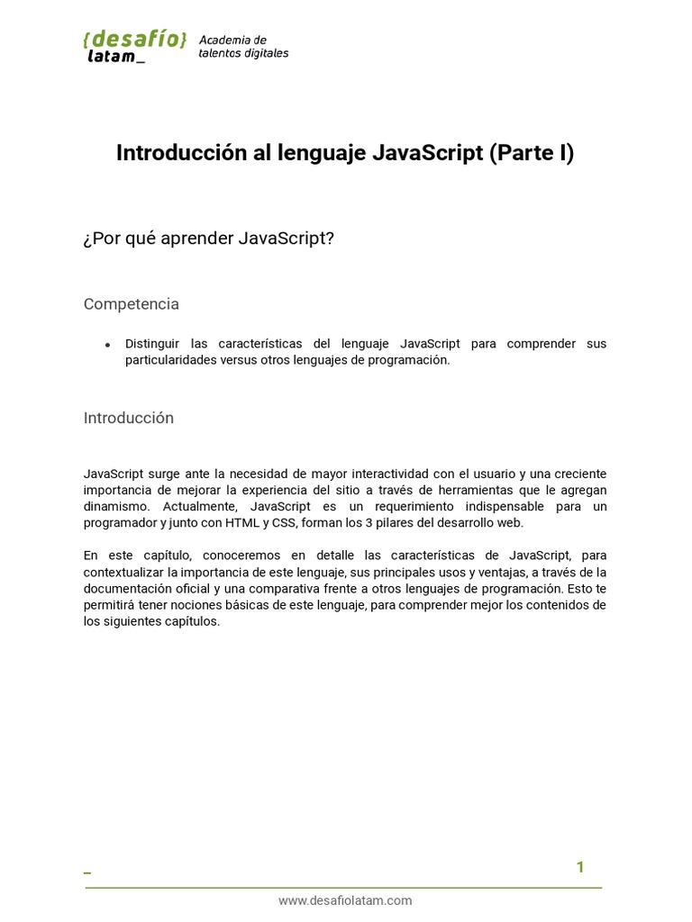 Lectura - Introducción Al Lenguaje JavaScript (Parte I) | Descargar gratis PDF | Script Java ...