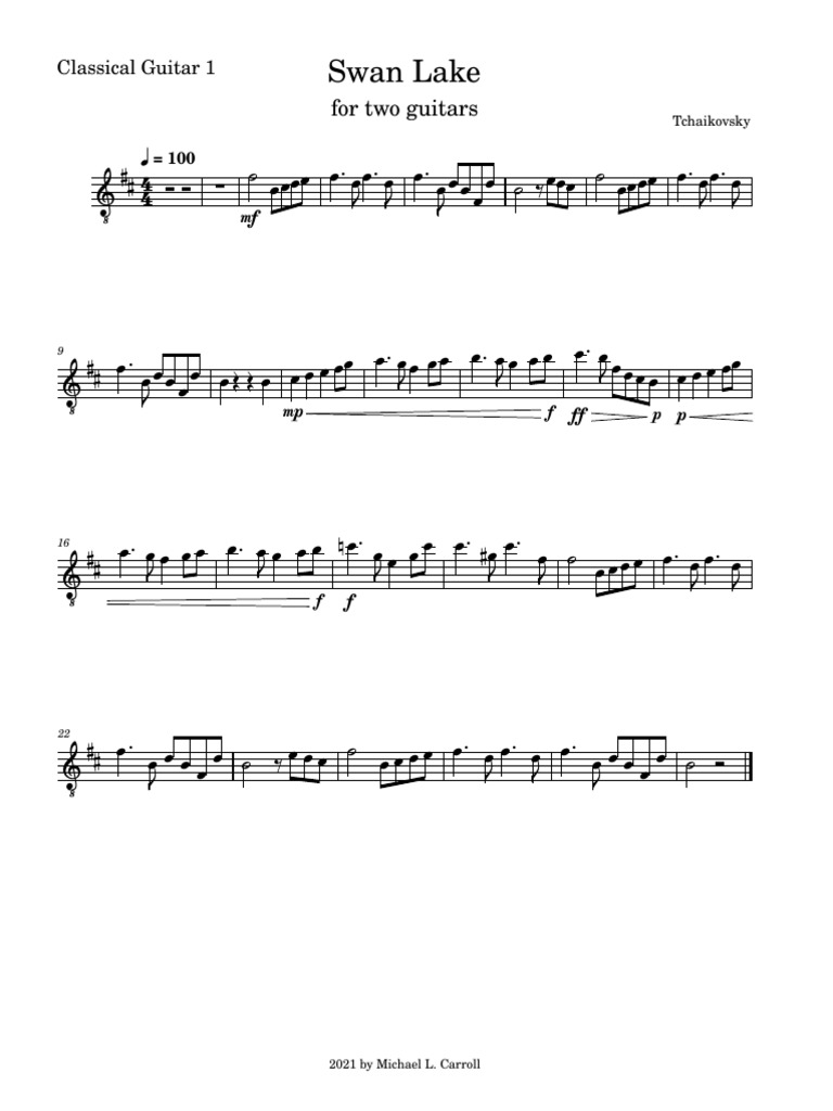 Swan Lake Guitar Duet-Classical Guitar 1 | PDF