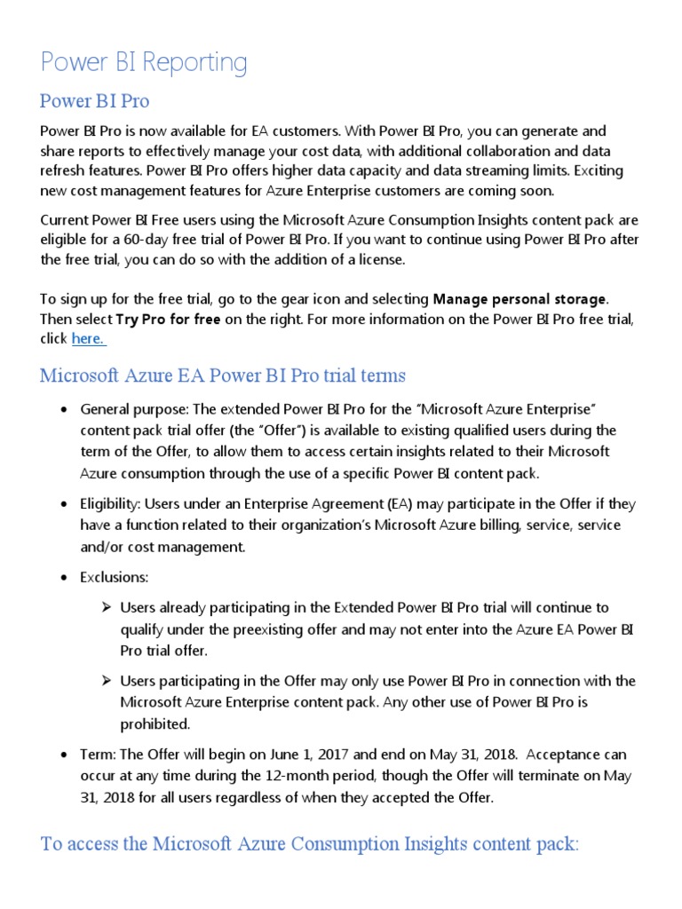 Power BI Reporting Power BI Pro | PDF | Microsoft Azure | Microsoft