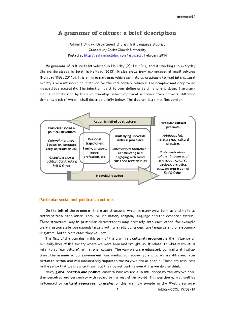 A Grammar of Culture Explained | PDF | Cross Cultural Communication ...