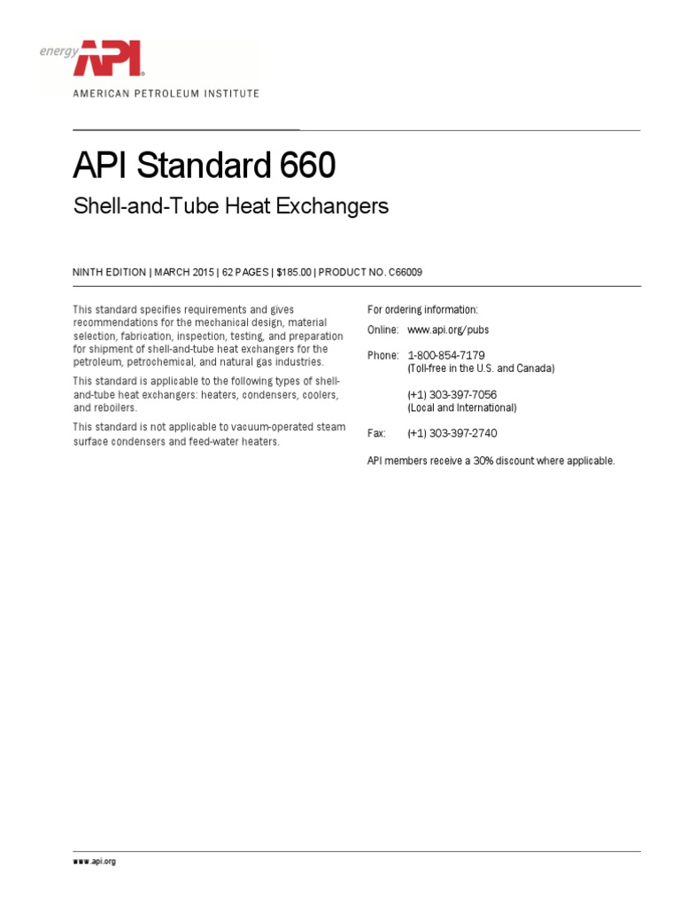 API Standard 660: Shell-and-Tube Heat Exchangers | PDF | Heat Exchanger ...