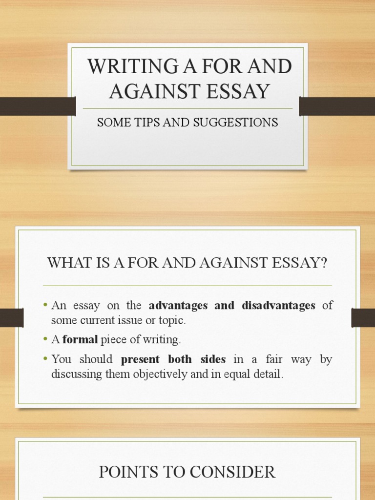 Writing A For and Against Essay: Some Tips and Suggestions | PDF ...